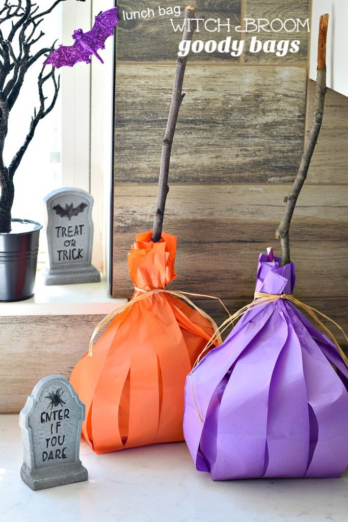 Make A Paper Bag Witch Broom Craft {Halloween Goody Bag}