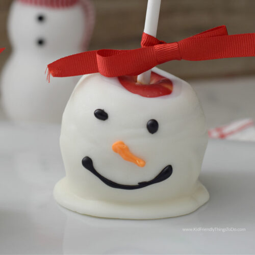 A Snowman Chocolate Covered Apple