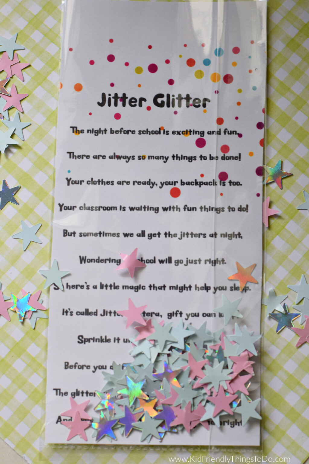 First Day of School Jitter Glitter & Poem