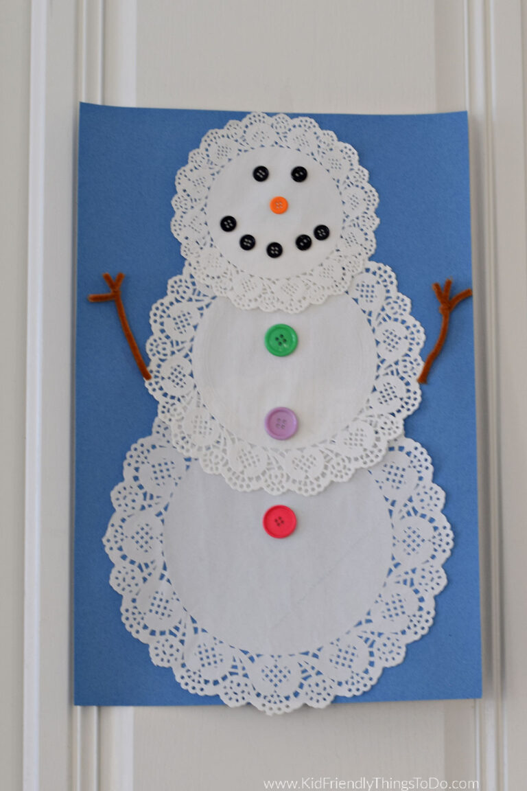 Paper Doilies Snowman Craft - Easy winter Craft for kids