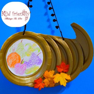 Paper Plate Cornucopia Craft for a Kid's Thanksgiving Craft