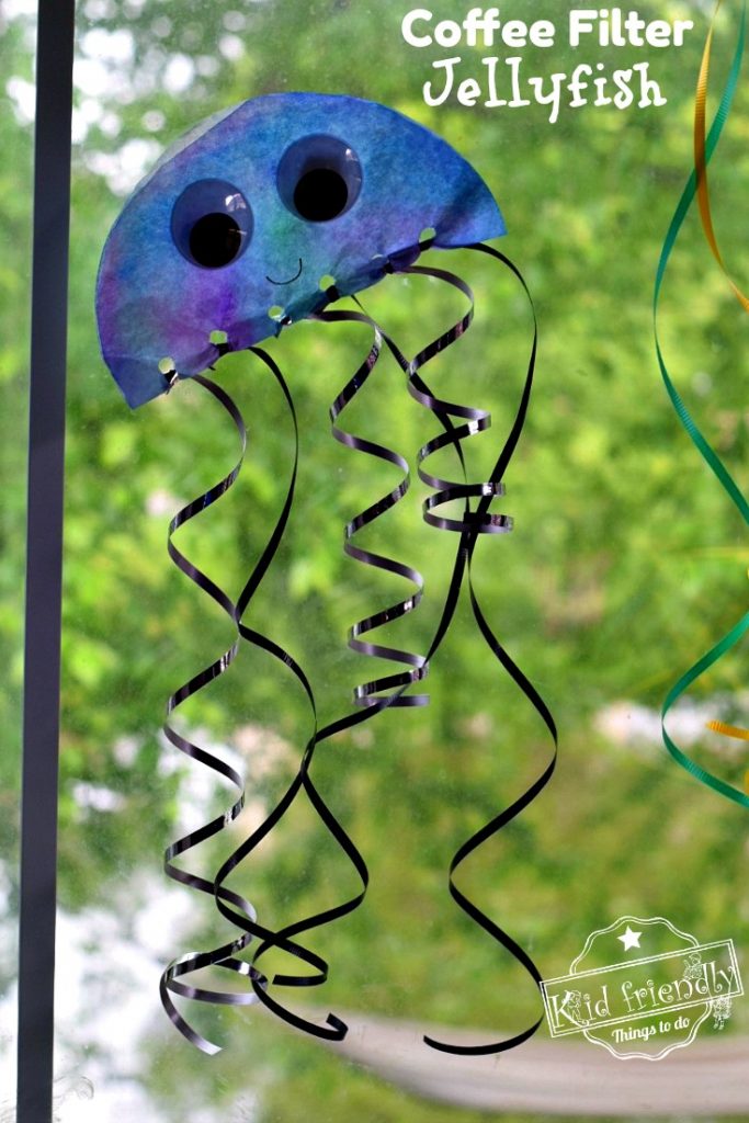 Coffee Filter Jellyfish Sun Catcher Easy Ocean Craft for Kids