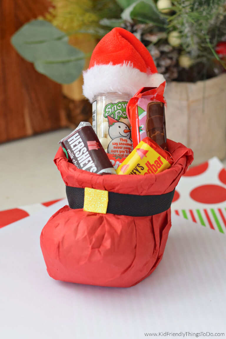 DIY Santa Boot Gift Cup Craft - Kid Friendly Things to Do