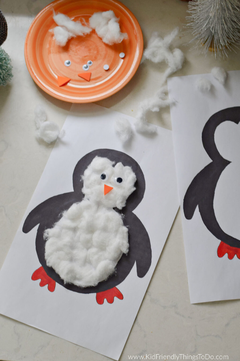 Cotton Ball Penguin Craft (Free Printable Template) - Kid Friendly ...