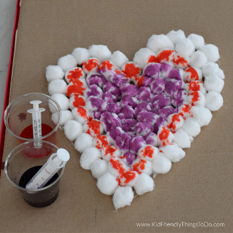Cotton Ball Heart Craft for Kids (Valentine Sensory Art Activity) - Kid ...