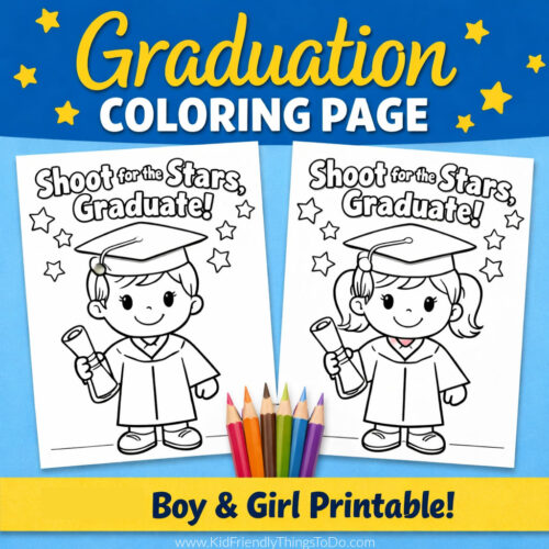 Graduation Coloring Page Printable (Boy & Girl Template for Preschool ...